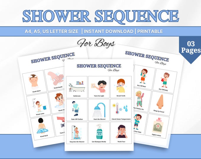 Shower Routine Checklist (2 Skin Colours) for Kids, Autism, ADHD ...