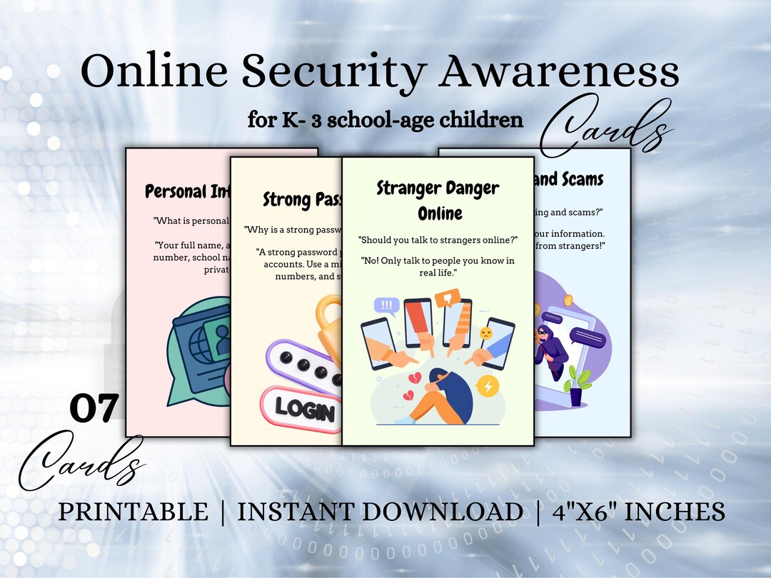 Online Security & Bullying Flash Cards for Kids, Cyberbullying, Anti ...