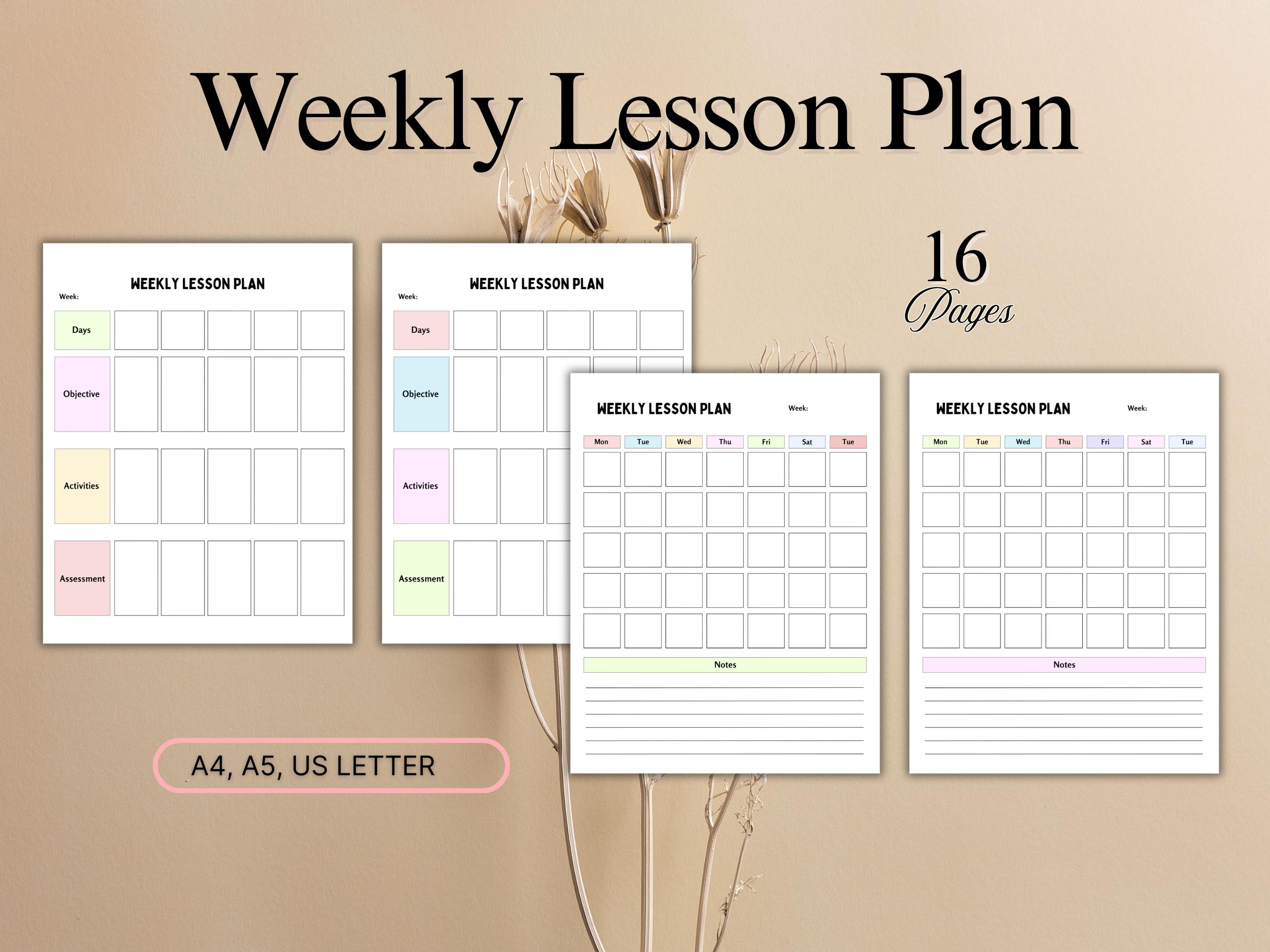 Printable Lesson Planning Template, Homeschool Educator Planner Set ...