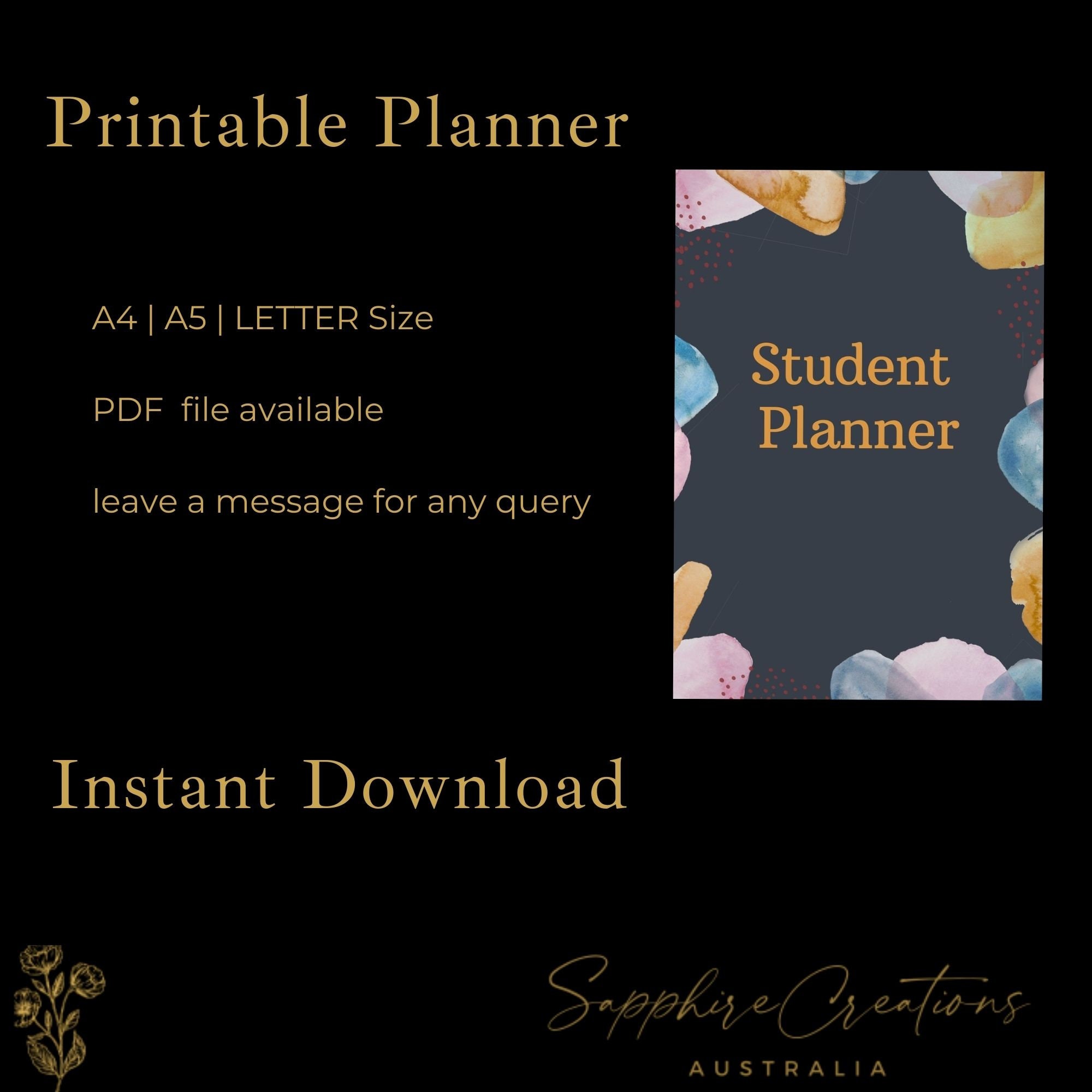 Printable Planner, Printable Student Planner Bundle, Study Planner ...