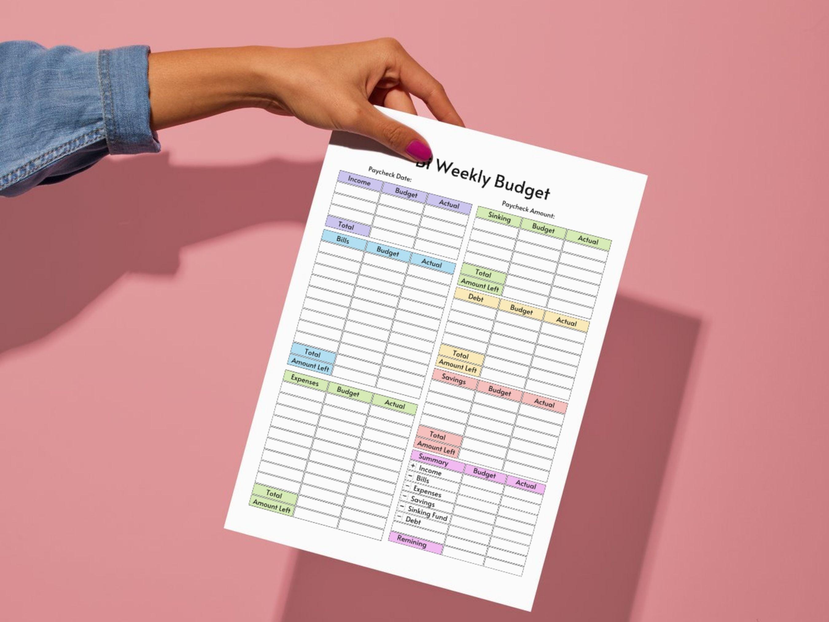 Bi-weekly Budget Planner Template | Paycheck Budget Printable PDF ...