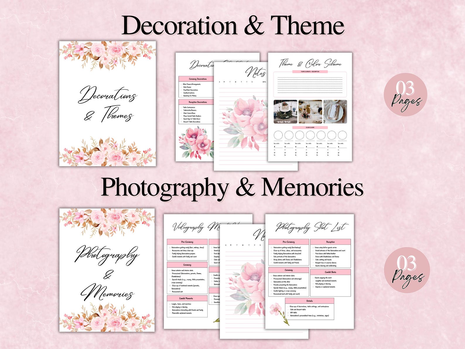Quinceañera Planner Printable, Pink Quince Planning Book, Quince ...