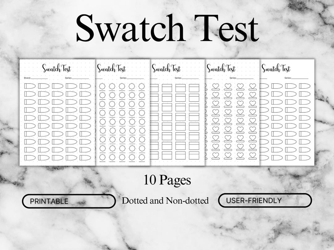 Swatch Test Printable | Pen & Marker Swatch Chart | Bullet Journal ...