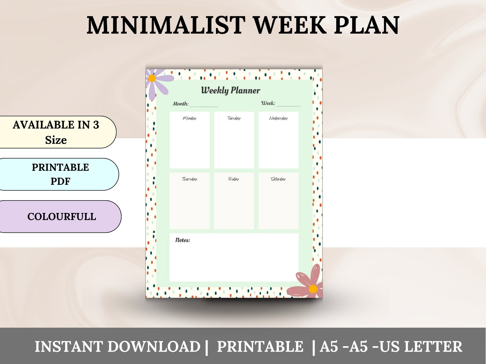 Printable Weekly Planner Minimalist Weekly Schedule and Organizer ...