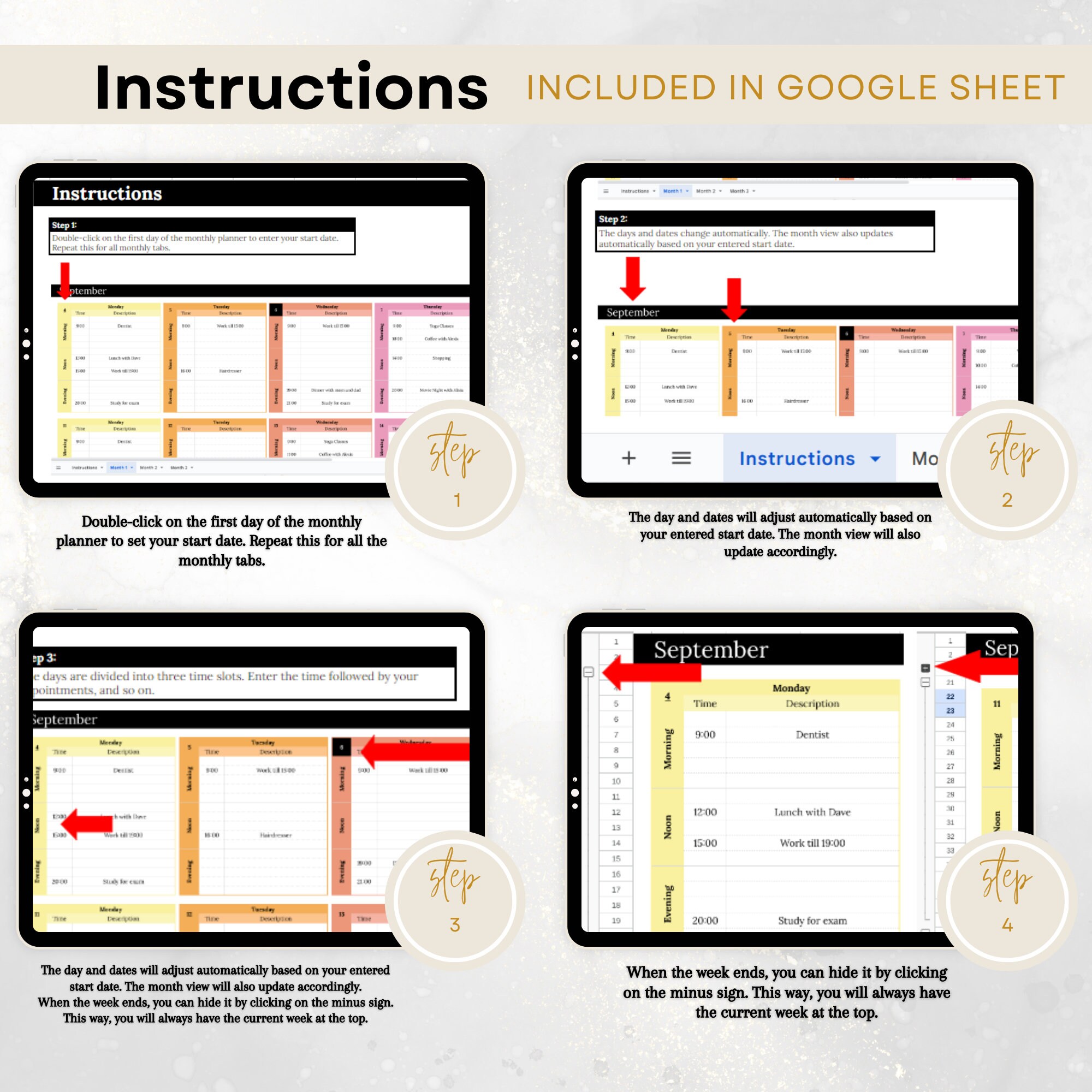 Digital Planner Spreadsheet for Google Sheets, to Do List, Monthly ...