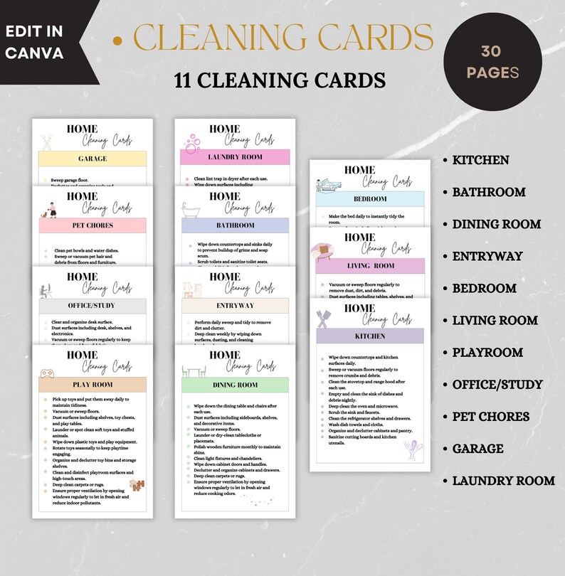 Printable ADHD Cleaning Planner, Family Household Cleaning Schedule ...