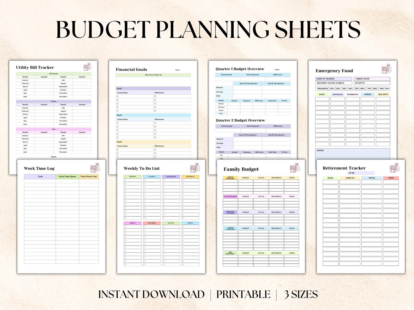 Budget Finance Planner Printable, Budget Planner Printable, Savings ...