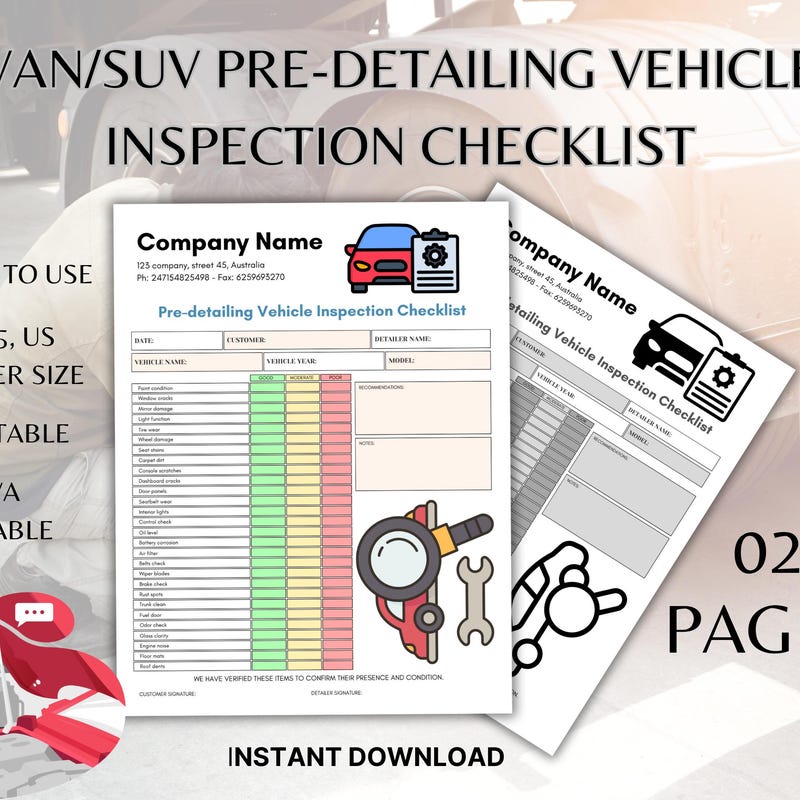 Car Detail Checklist - Etsy