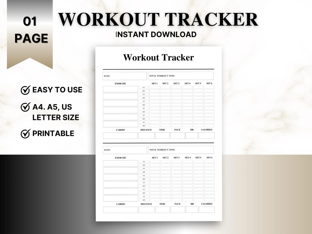 Daily Workout Log Tracker Printable, Exercise Planner, Weekly Workout ...