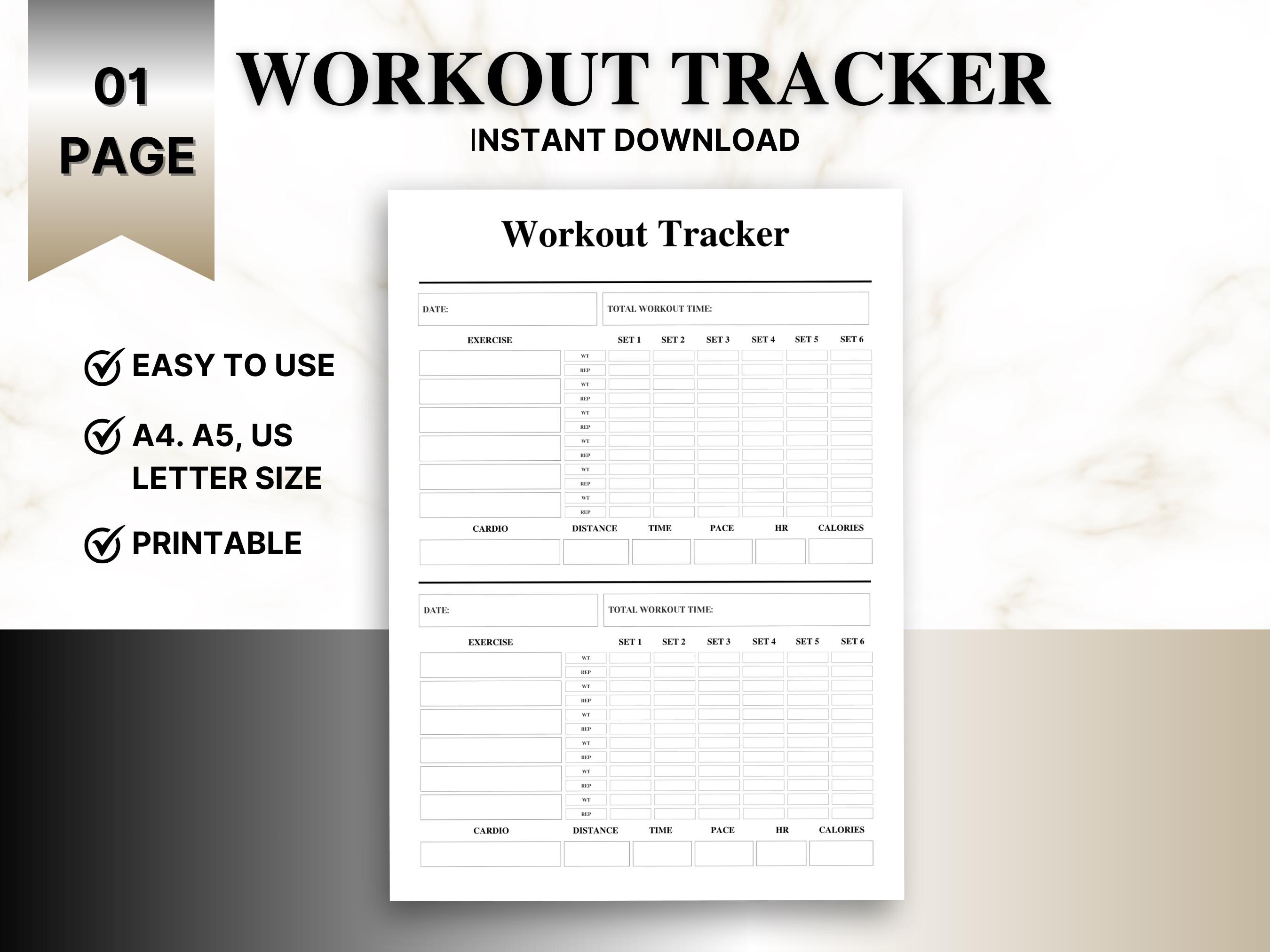Daily Workout Log Tracker Printable, Exercise Planner, Weekly Workout ...