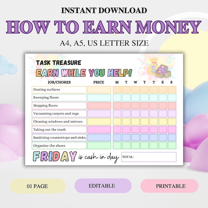 Pocket Chore Chart - Etsy