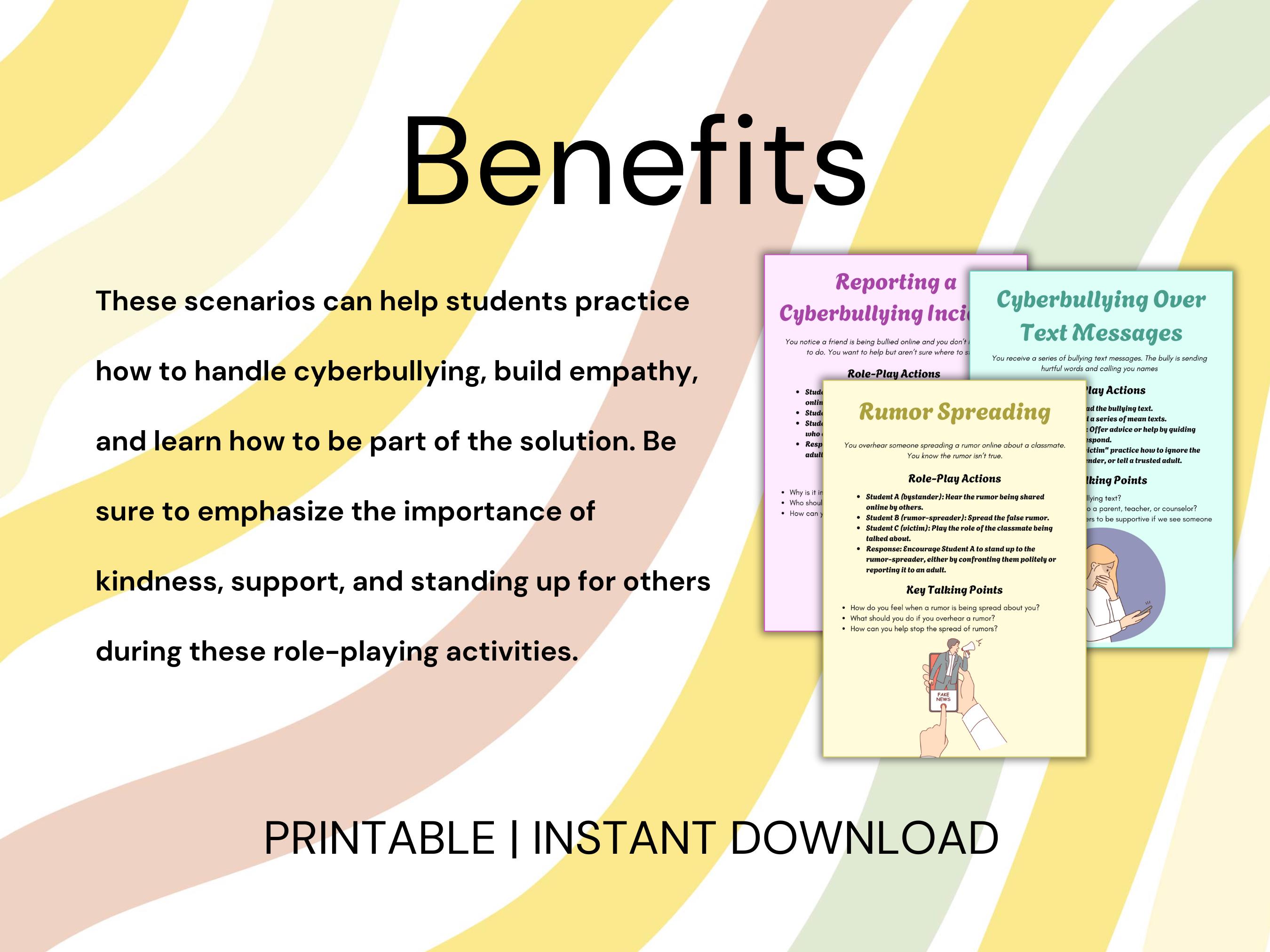 Cyberbullying Role-playing Classroom Activities Cards, Cyberbullying ...