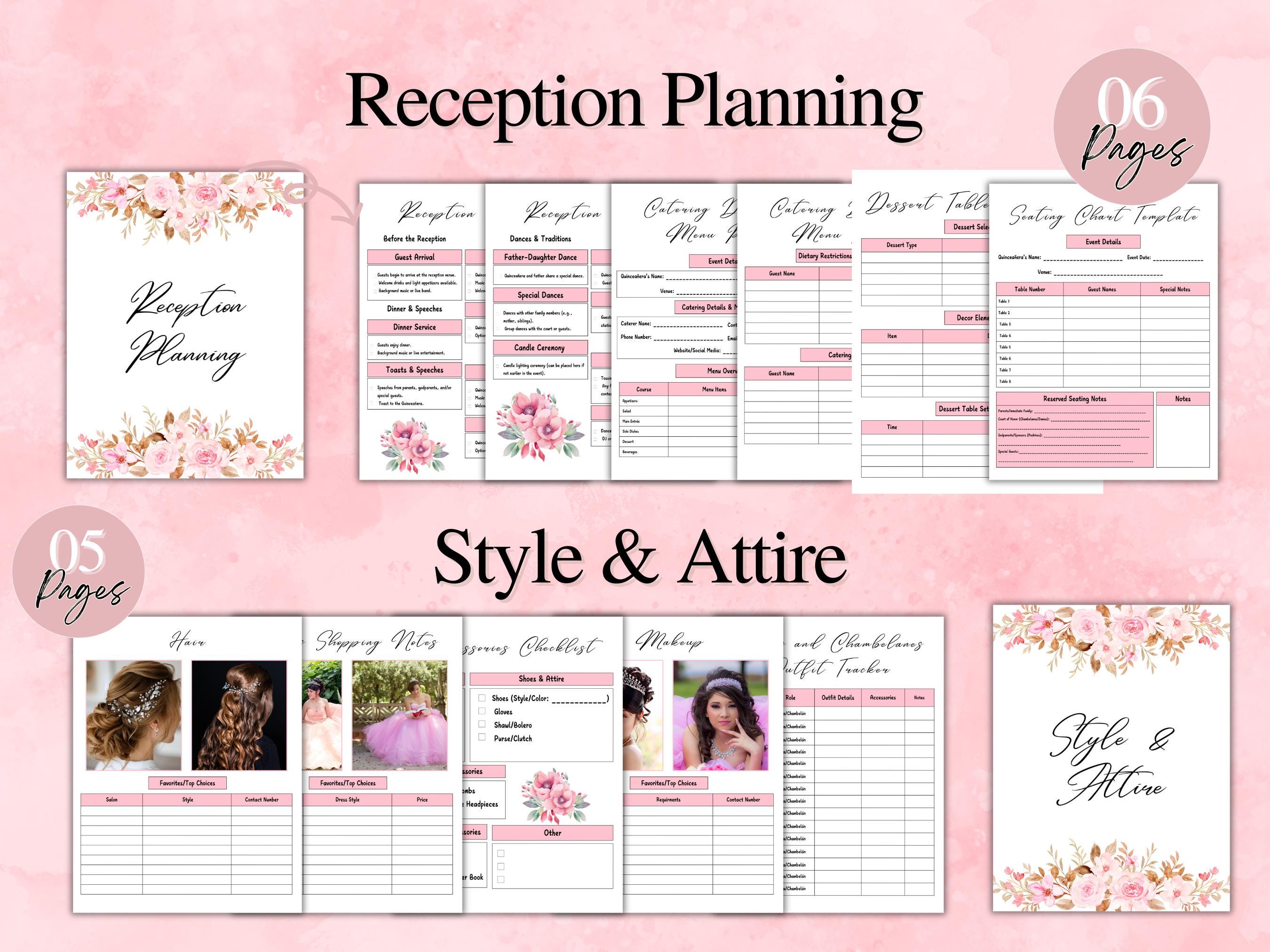 Quinceañera Planner Printable, Pink Quince Planning Book, Quince ...