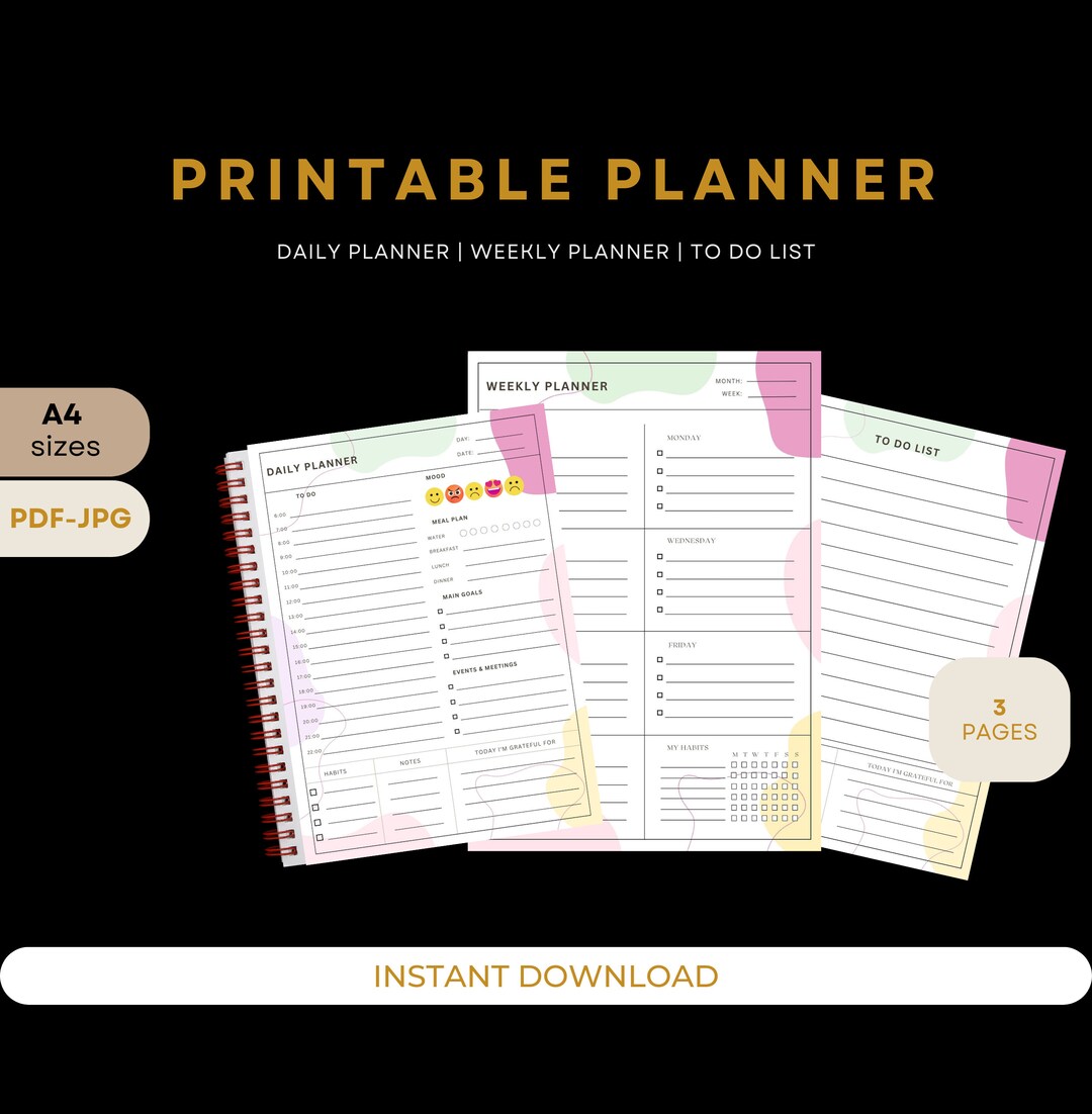 Printable Daily Weekly Planner to Do List Planner Bundle Weekly ...