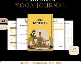 Yoga Journal Yoga Poses Planner Printable Yoga Tracker Wellness Planner ...