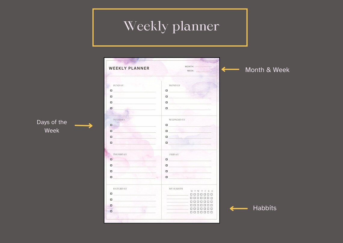Daily Weekly Planner Printable to Do List Planner Bundle Weekly ...