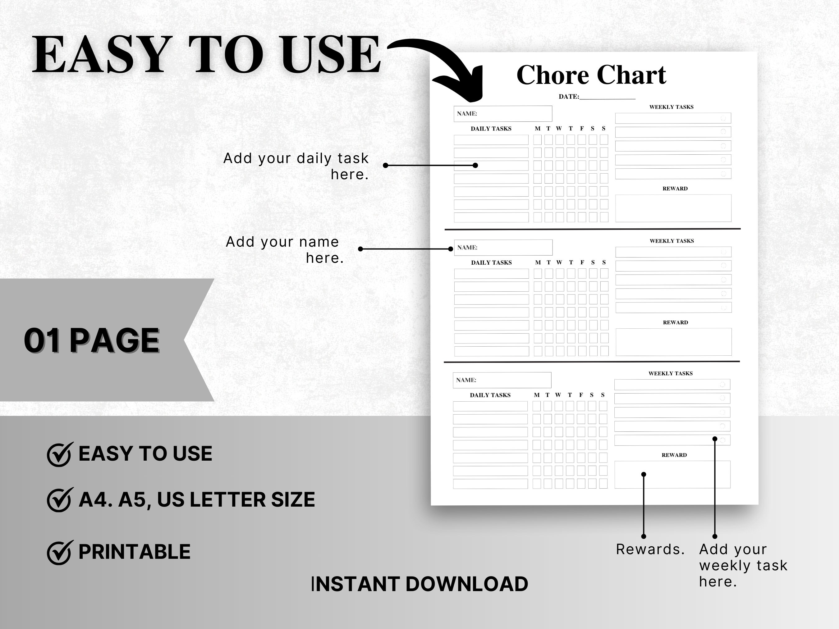 Adult Chore Schedule Chart, House Responsibility, Family Chore Chart ...