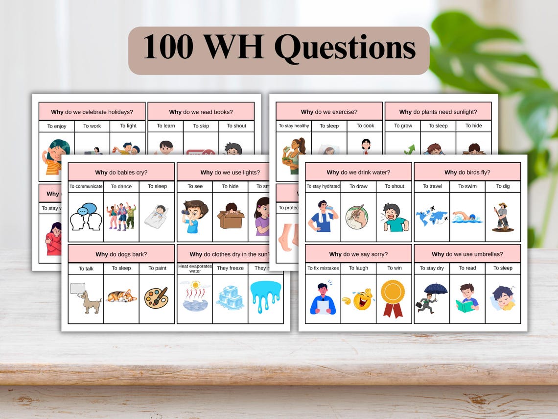100 WH Question Flash Cards , What When Where Who Why Questions for ...