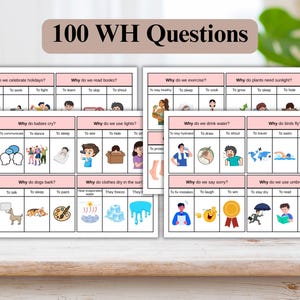 100 WH Question Flash Cards , What When Where Who Why Questions for ...