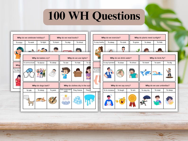 100 WH Question Flash Cards , What When Where Who Why Questions for ...