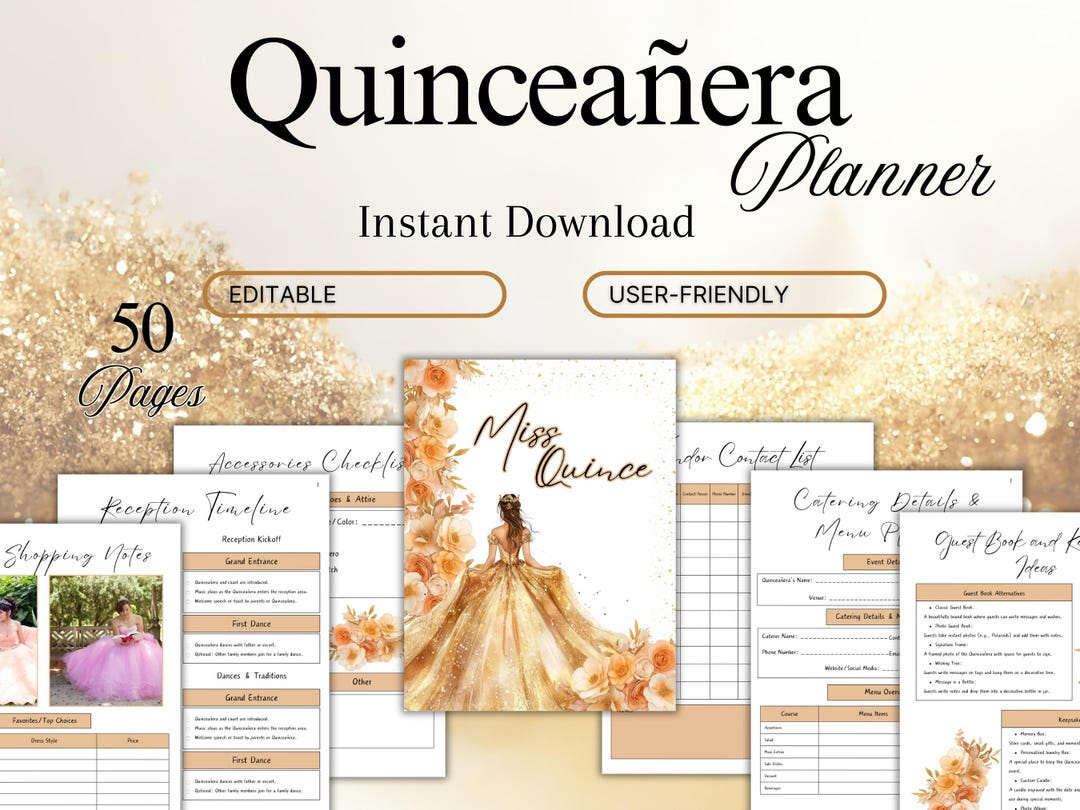 Quinceañera Planner Printable, Pink Quince Planning Book, Quince ...