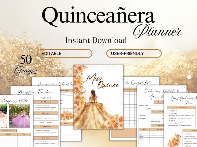 Quinceañera Planner Printable, Pink Quince Planning Book, Quince ...
