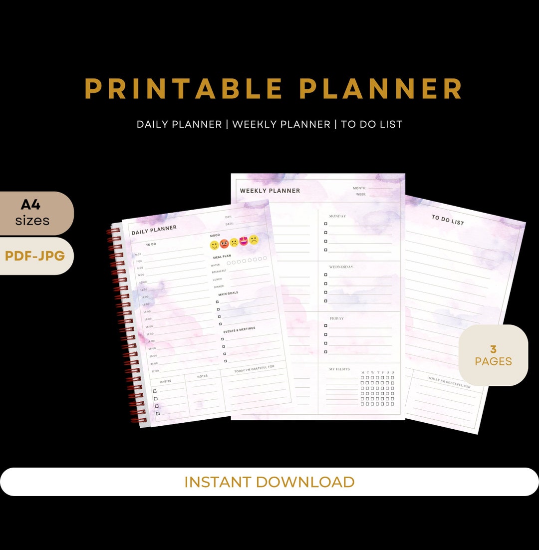 Daily Weekly Planner Printable| to Do List| Planner Bundle | Weekly ...