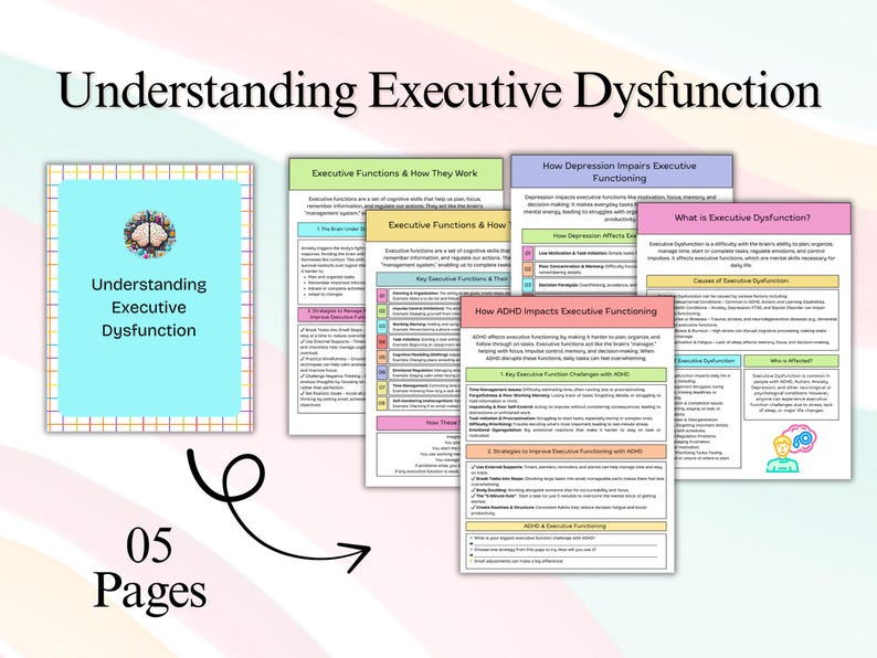Executive Dysfunction Workbook | ADHD & Anxiety Planner | Organization ...