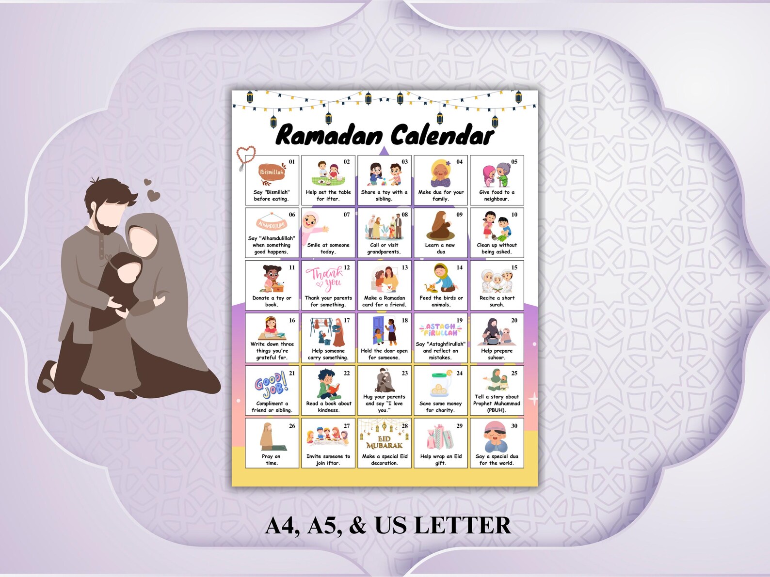 Ramadan Printable for Kids | Digital Ramadan Calendar and Daily ...