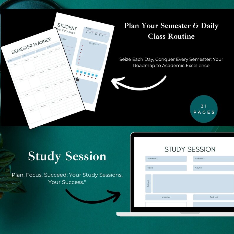 Printable Planner, Printable Student Planner Bundle, Study Planner ...