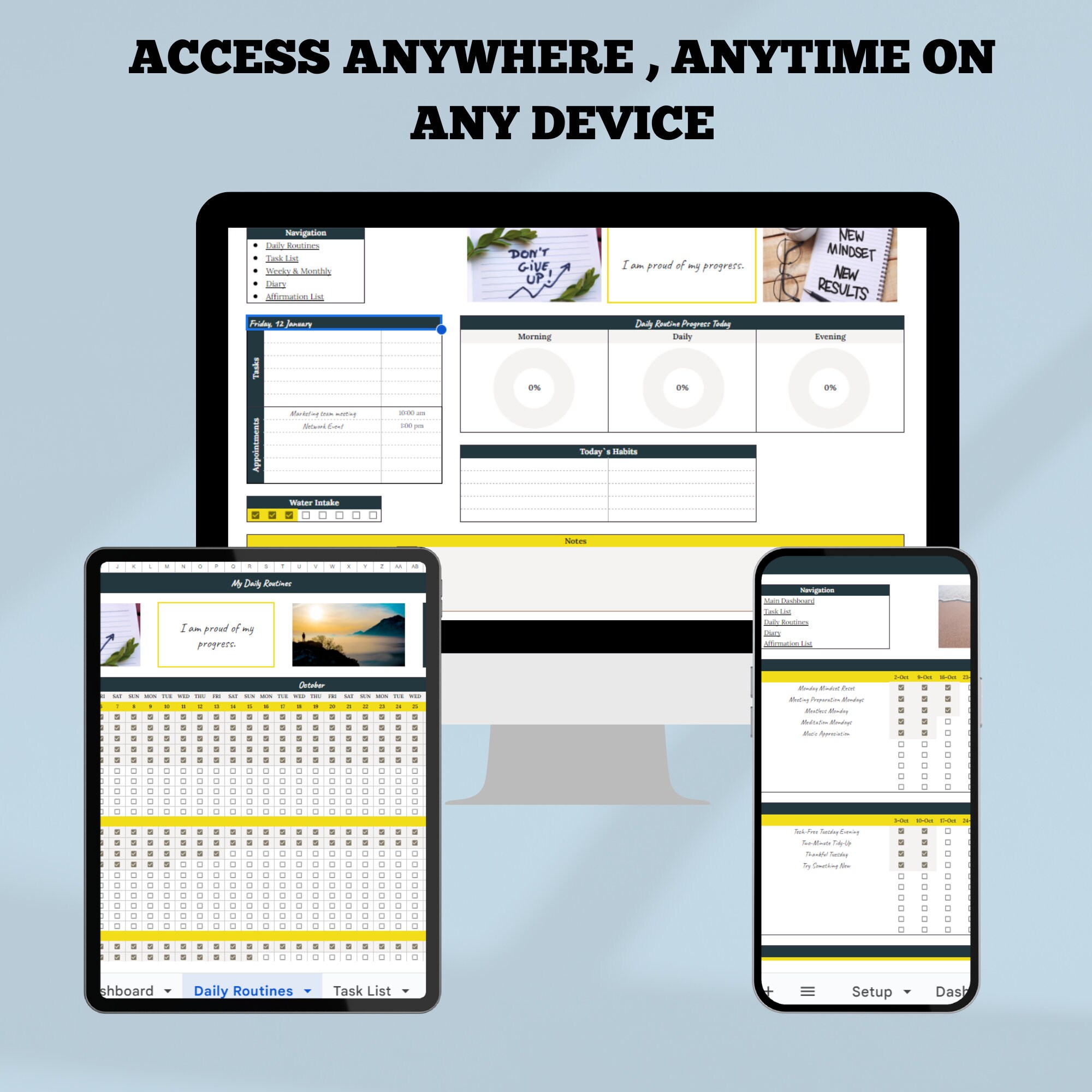 Google Sheet Habit Tracker Excel Spreadsheet Daily Habit Planner Weekly ...