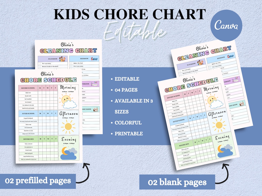 Editable Kids Daily Routine Cards, Chore Cards for Kids , Daily and ...