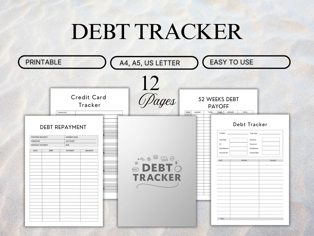 Minimalist Debt Tracker Printable | 12 Pages Debt Payoff Planner ...