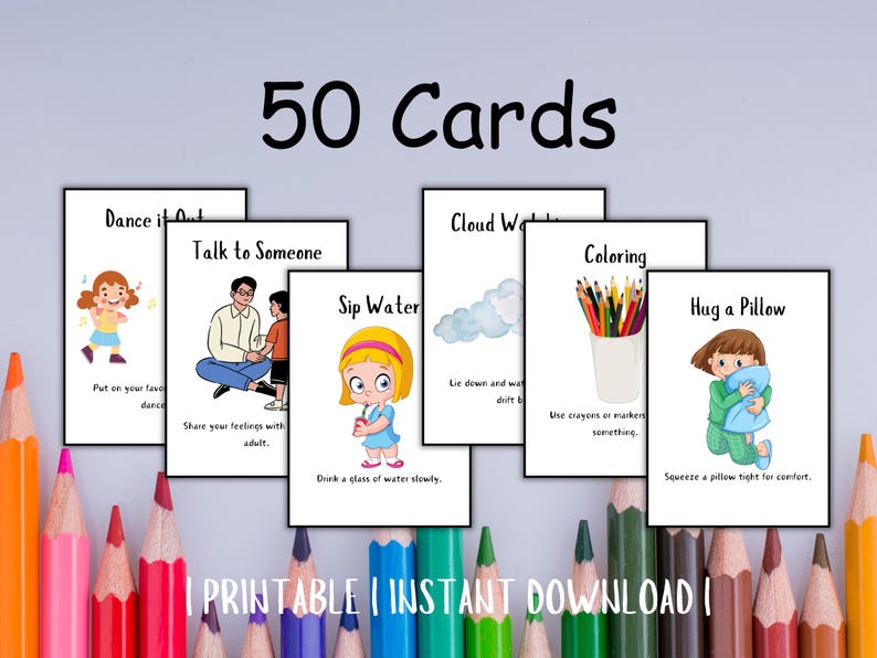 Coping Skills Flashcards for Kids, Calming Corner Cards Emotional ...
