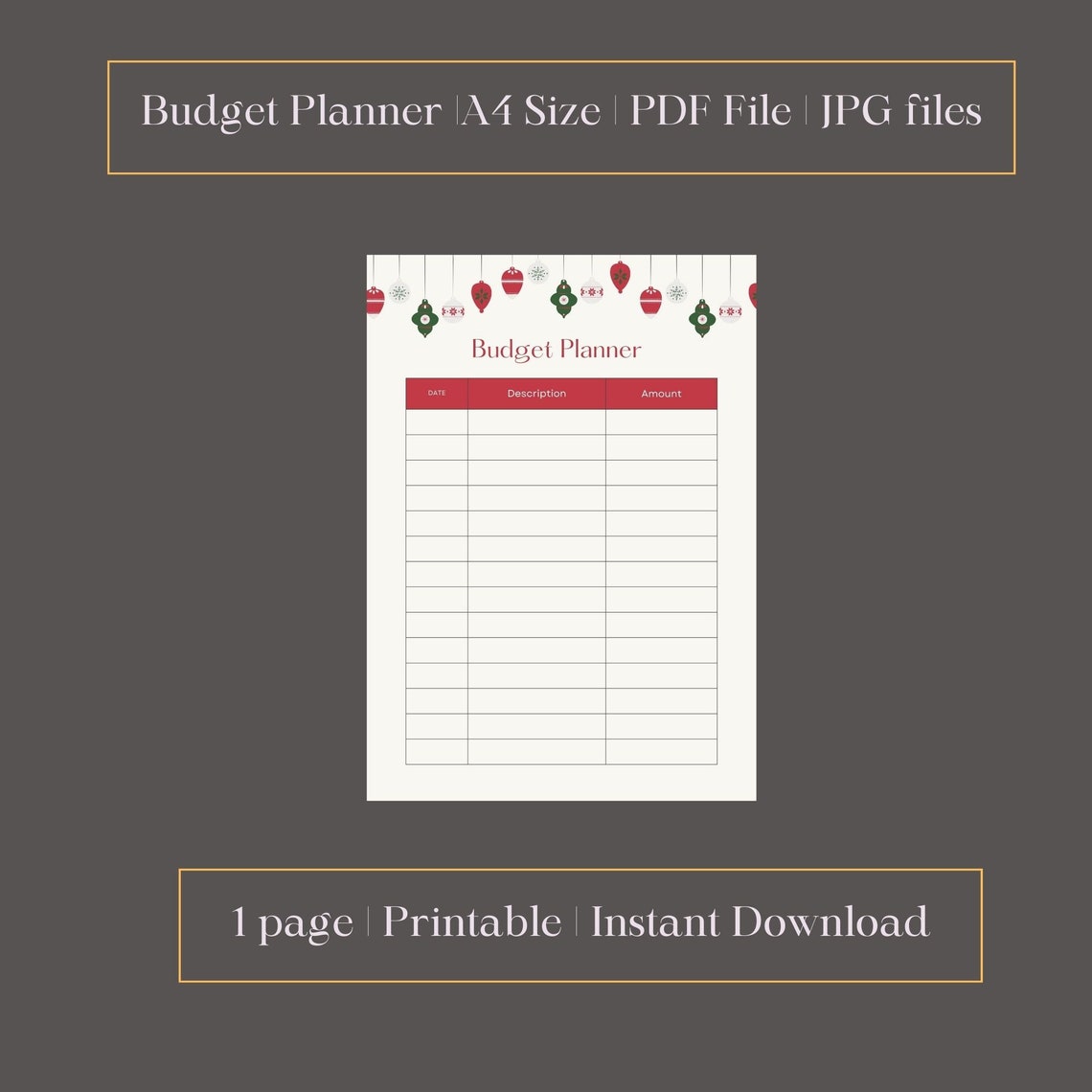 Christmas Budget Tracker Printable, Christmas Budget Planner, Xmas ...