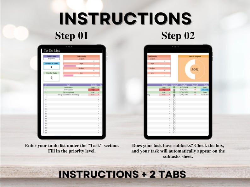 To Do List Tracker Task Planner Google Sheets, Productivity Organizer ...