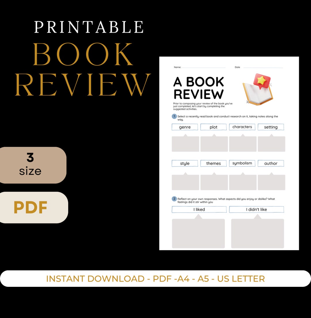 Book Review Sheet, Book Summary, Digital Book Review Journal Inserts ...
