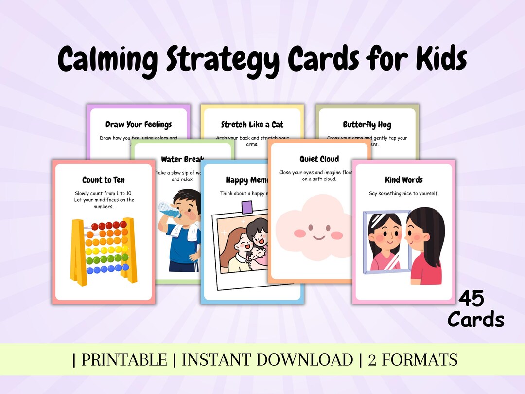 Calming Strategy Cards for Kids | Social Emotional Learning | Calm Down ...