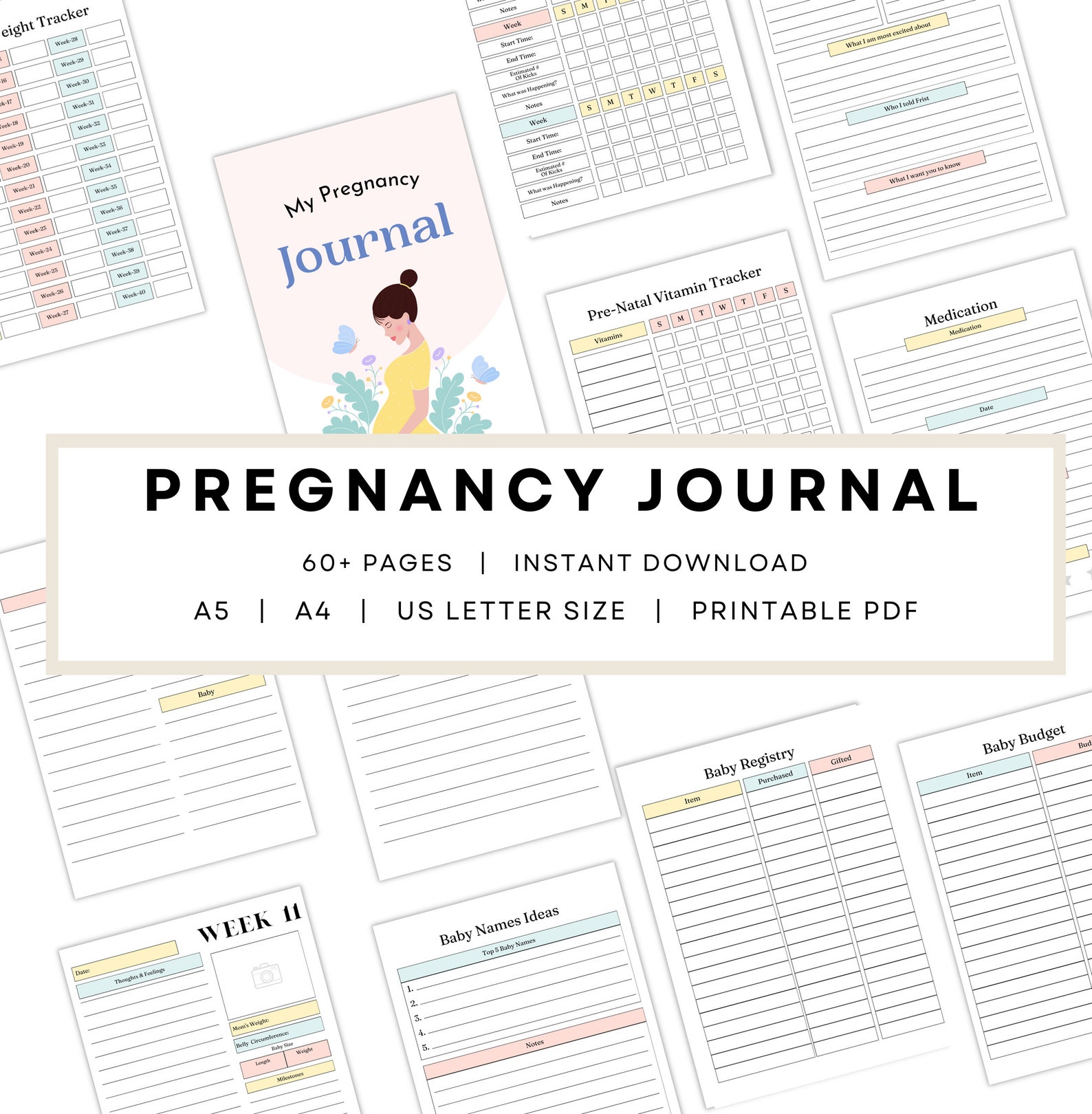 Pregnancy Planner Printable, Pregnancy Journal, Expecting Mom Kit ...