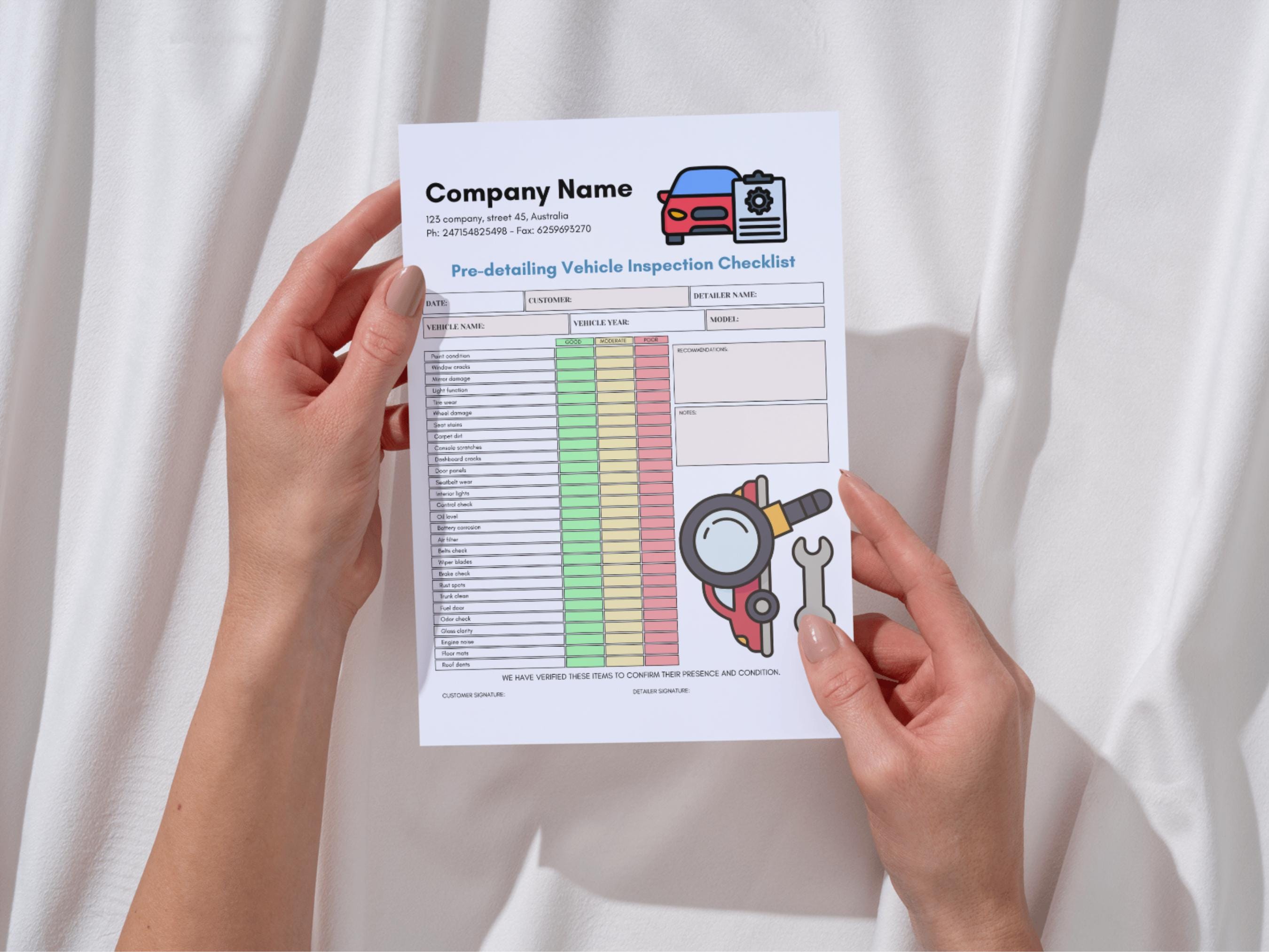 Pre-detailing SUV Inspection Checklist for Auto Detailers, Dealerships ...