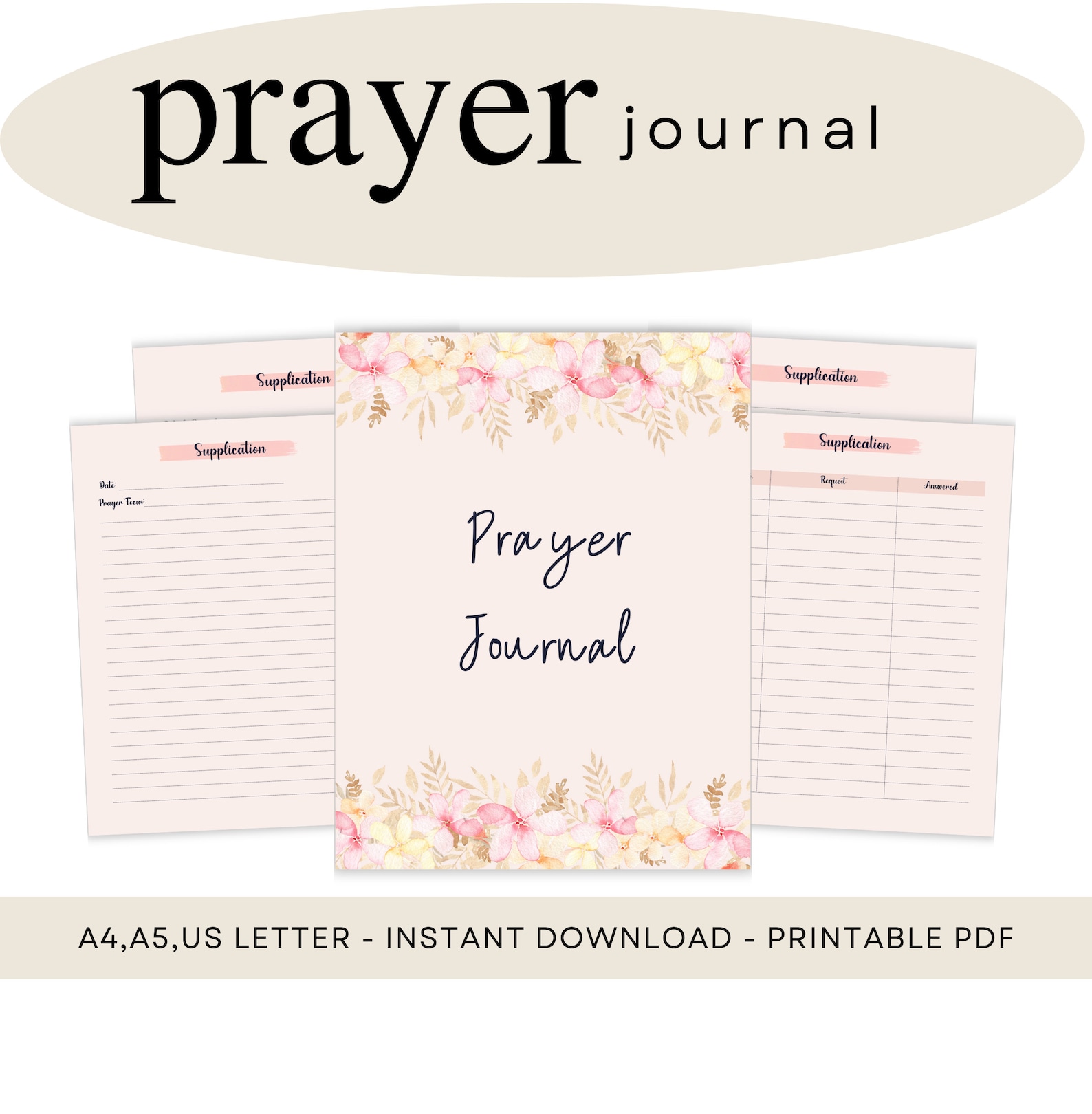 Prayer Journal | Bible Study, Gratitude, Devotional Planner (PDF) - Etsy