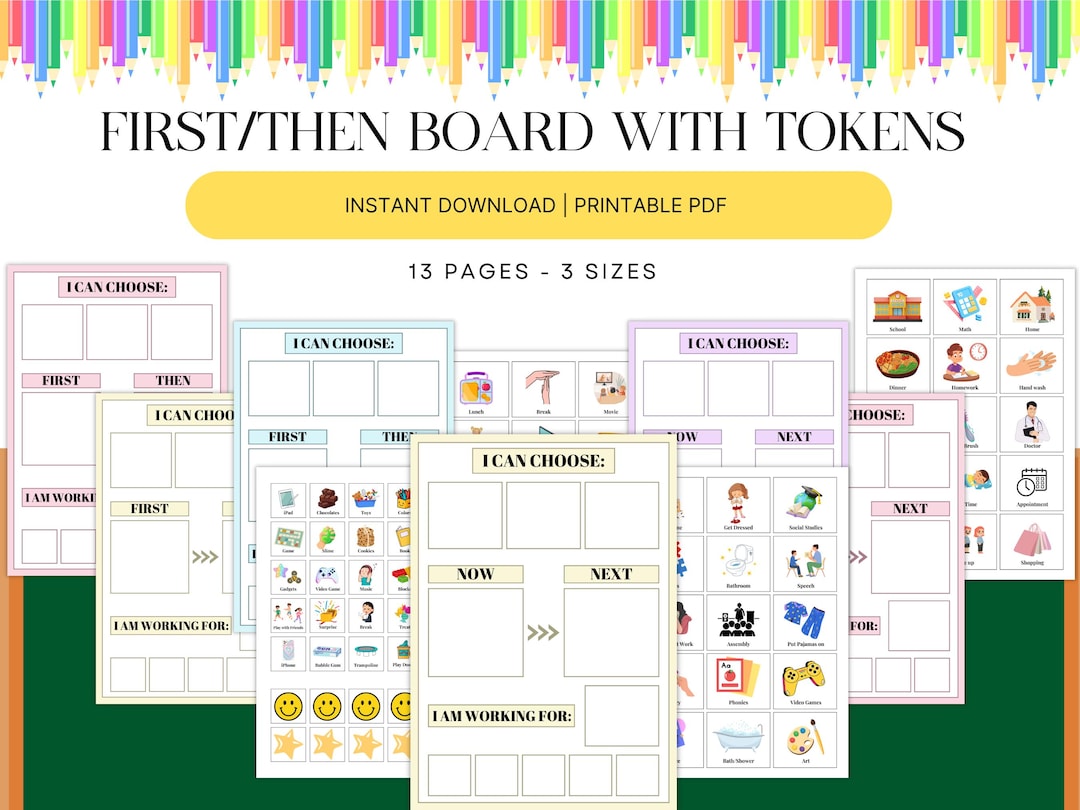 First-then Board With Tokens, Visual Support, Behavior Support, Autism ...