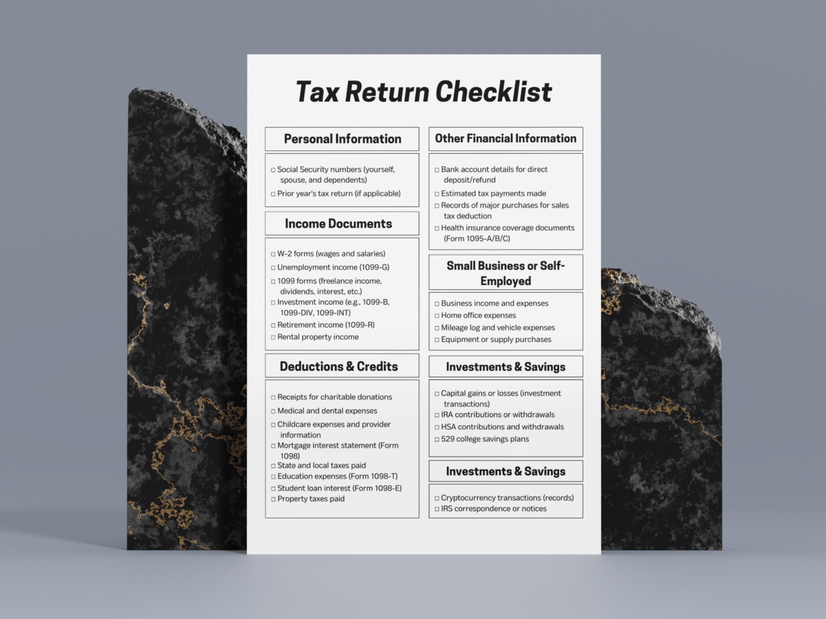 Tax Return Checklist,tax Prep,tax Deductions,tax Prep Checklist,tax Log ...