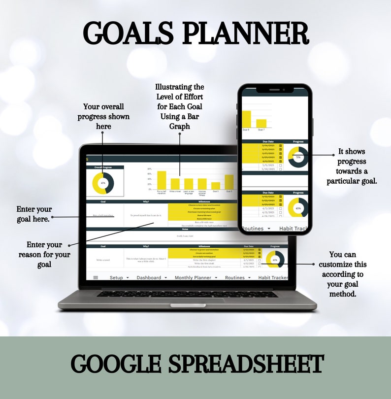 Google Sheet Life Planner Habit Tracker Daily Schedule Task Tracker ...