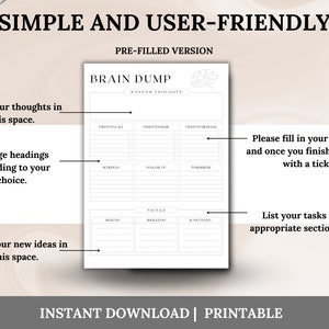 Printable Brain Dump Journal, Thought Organizer, Brain Dump ...