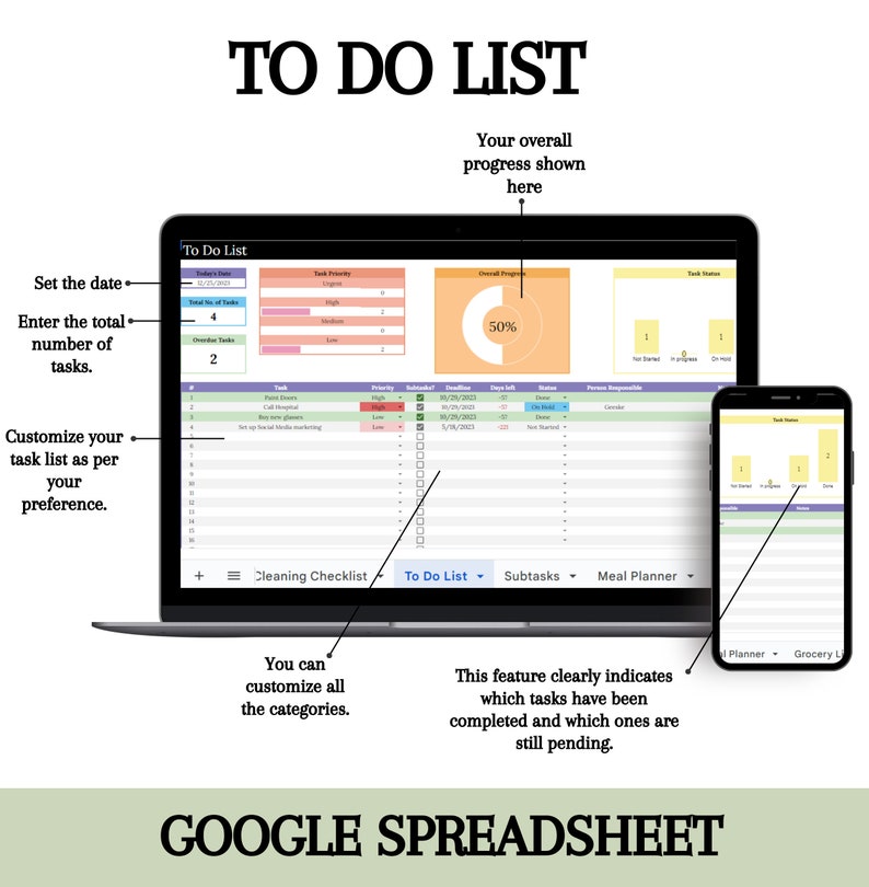 Google Sheet Life Planner Habit Tracker Daily Schedule Task Tracker ...