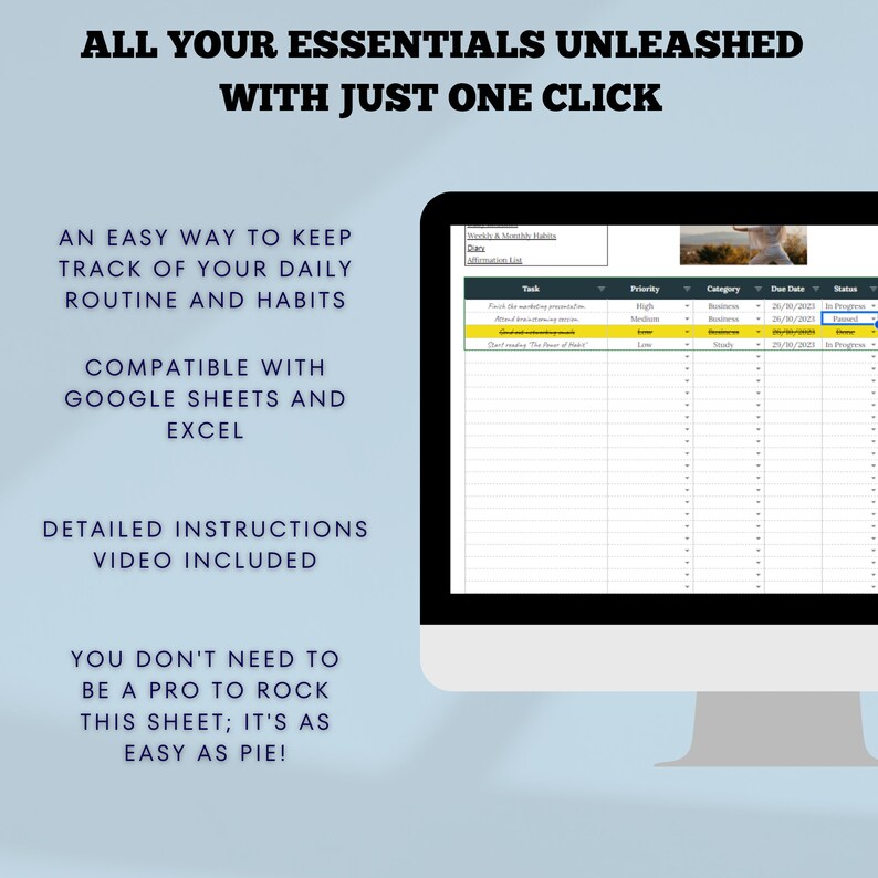 Google Sheet Habit Tracker Excel Spreadsheet Daily Habit Planner Weekly ...