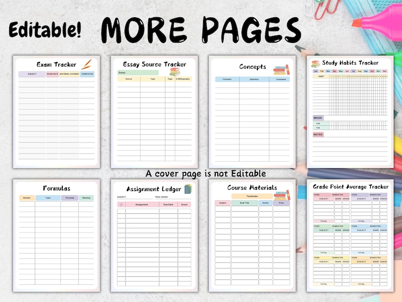 Printable Planner, Printable Student Planner Bundle, Study Planner ...