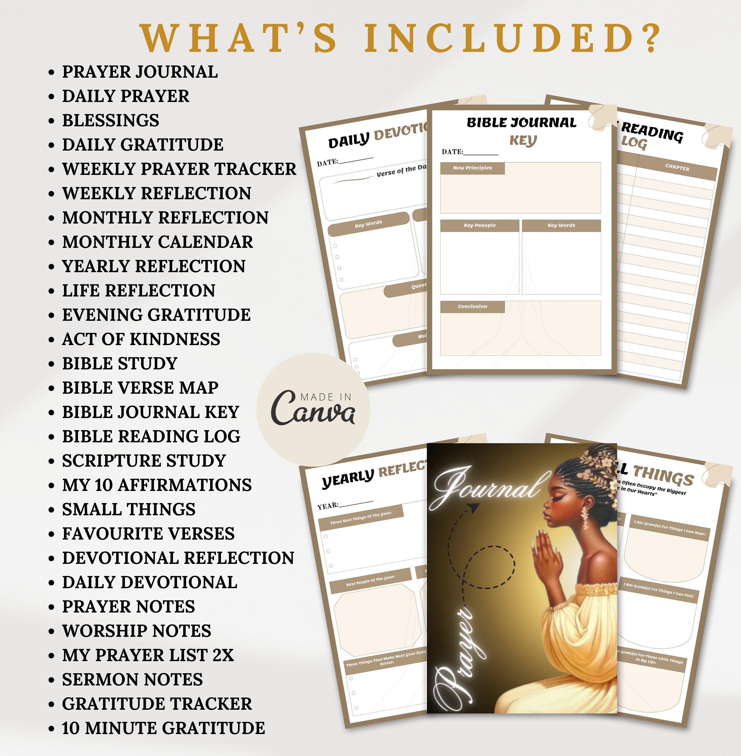 Prayer Journal Bible Study Gratitude Journal Digital Planner PDF Daily ...