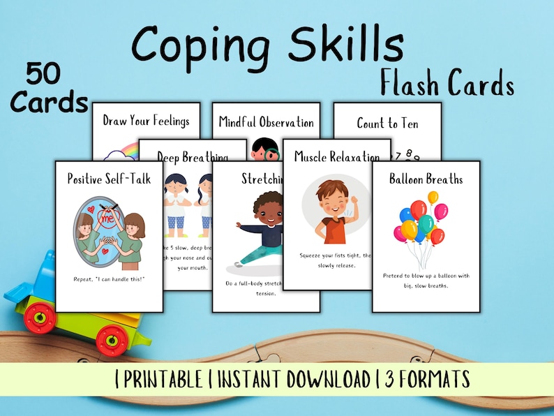 Coping Skills Flashcards for Kids, Calming Corner Cards Emotional ...
